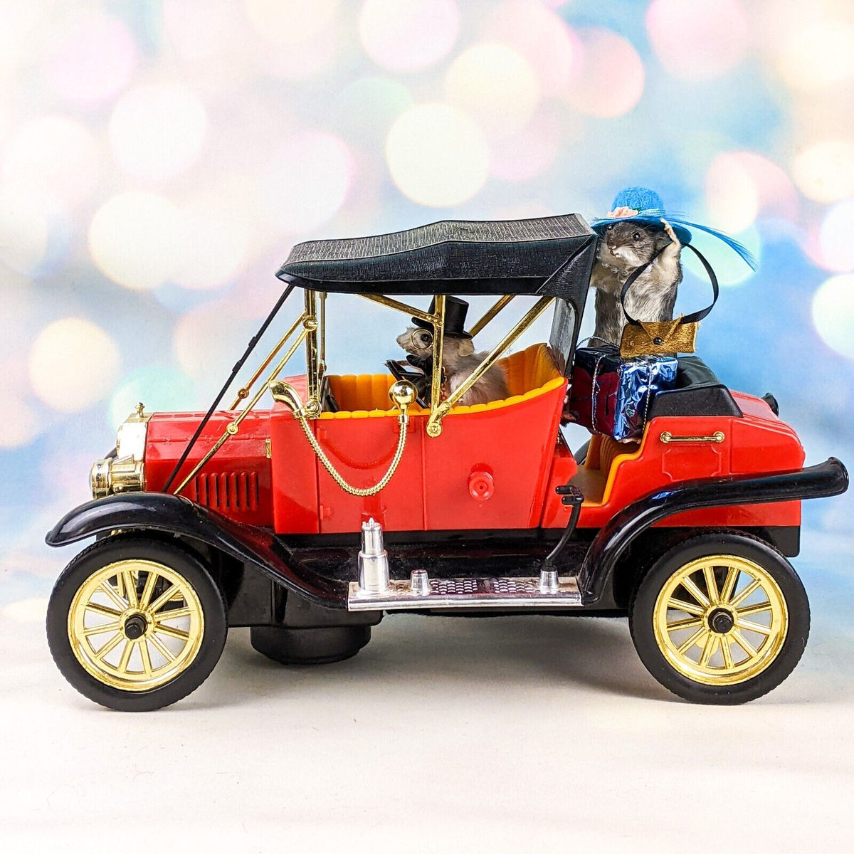 Chauffeur & Miss Daisy Mouse 1915 Non Working Model-T Toy Car Taxiderm ...